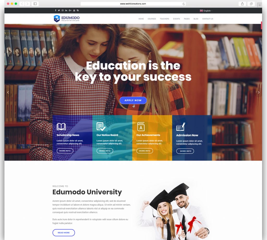 Edumodo - Education WordPress Theme - Webful Creations Vision