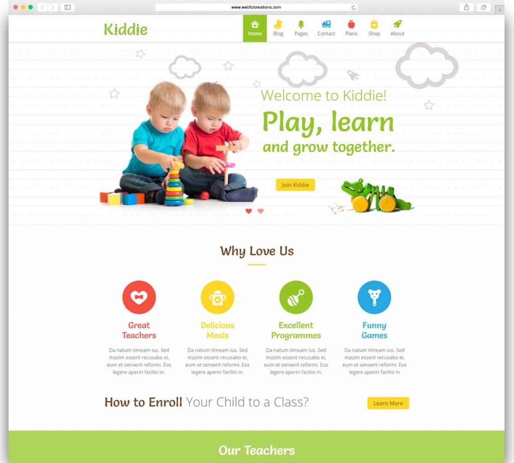 Kiddie Preschool WP theme - Webful Creations Vision