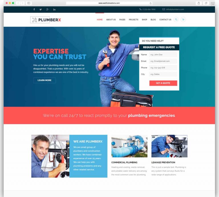 Best Plumbing WordPress Themes – Webful Creations Vision
