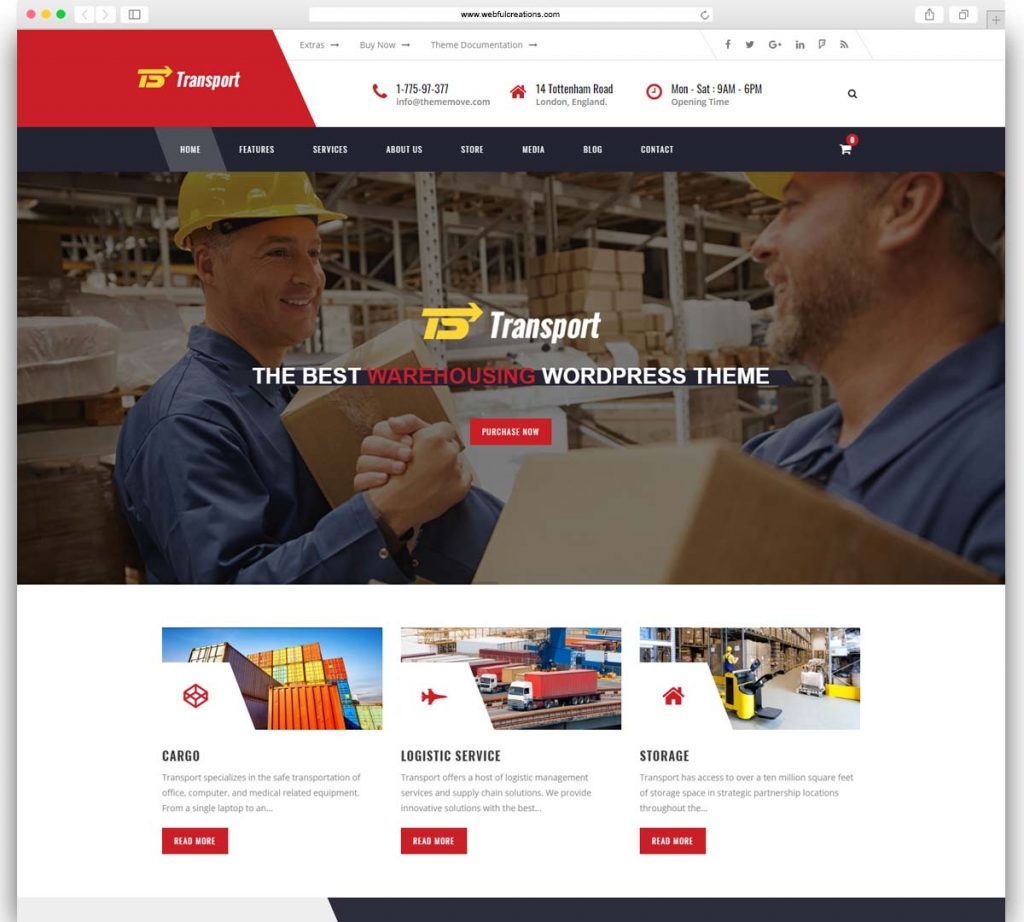Transport, Logistic & Warehouse WordPress Theme - Webful Creations Vision