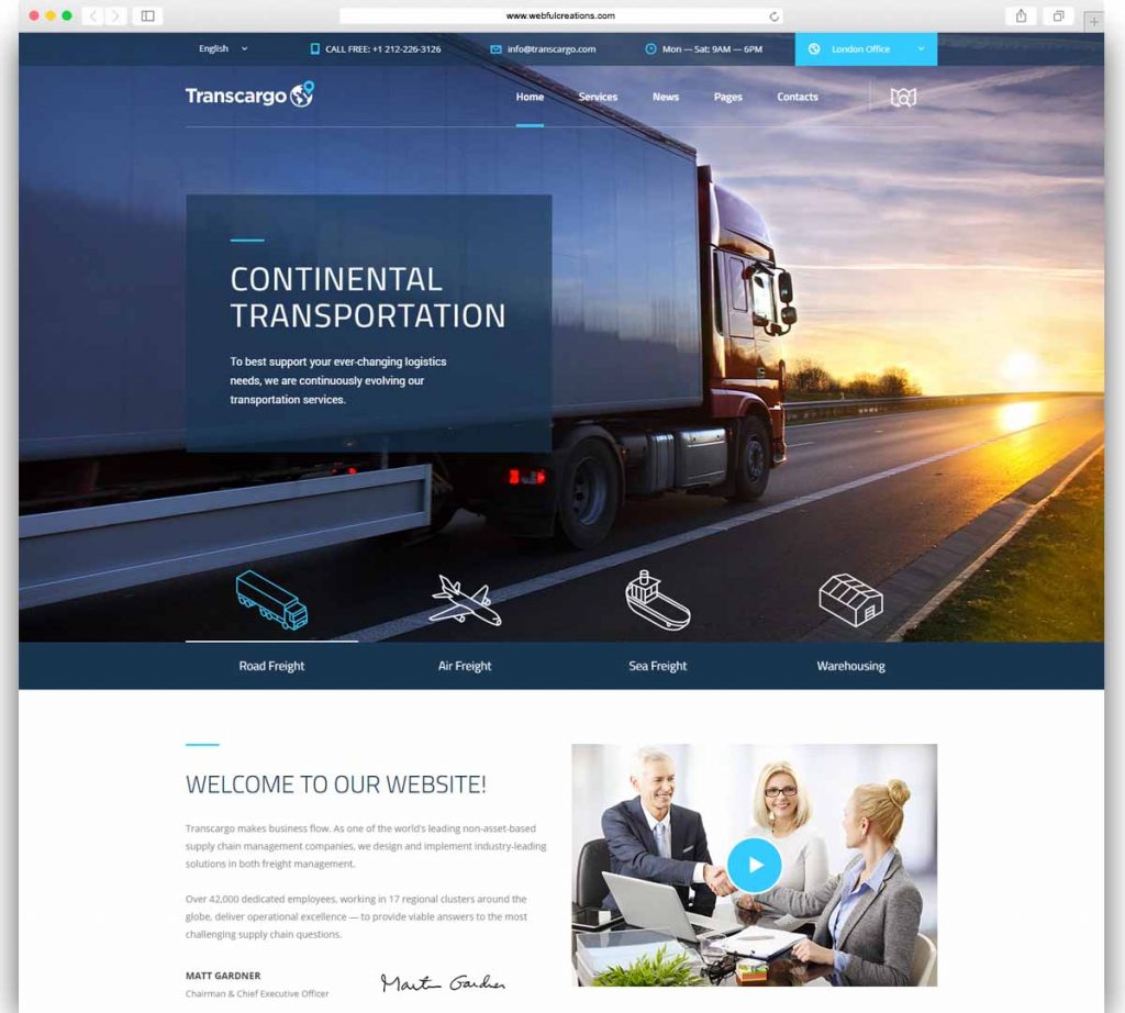 Best Transportation and Logistic WordPress Themes – Webful Creations