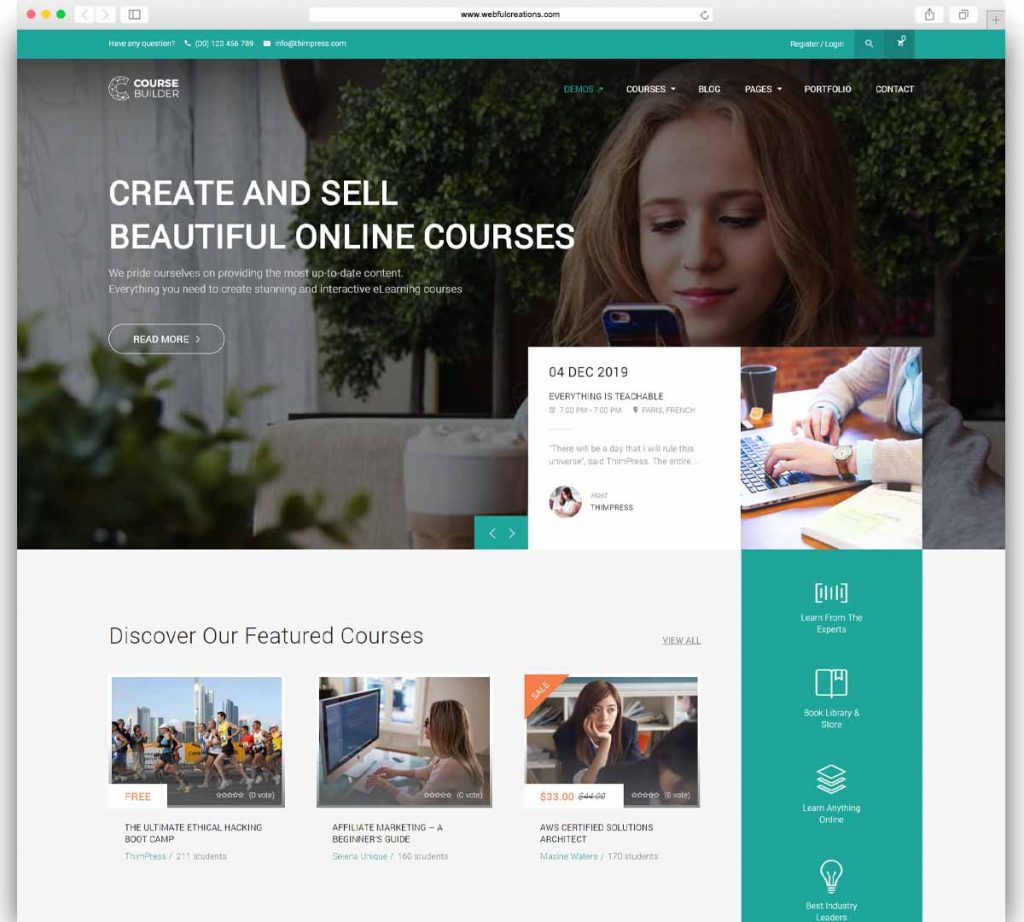 60+ Best Education WordPress Themes 2024 – Webful Creations Vision
