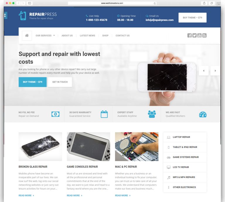 15+ Best Computer Repair WordPress Themes – Webful Creations Vision