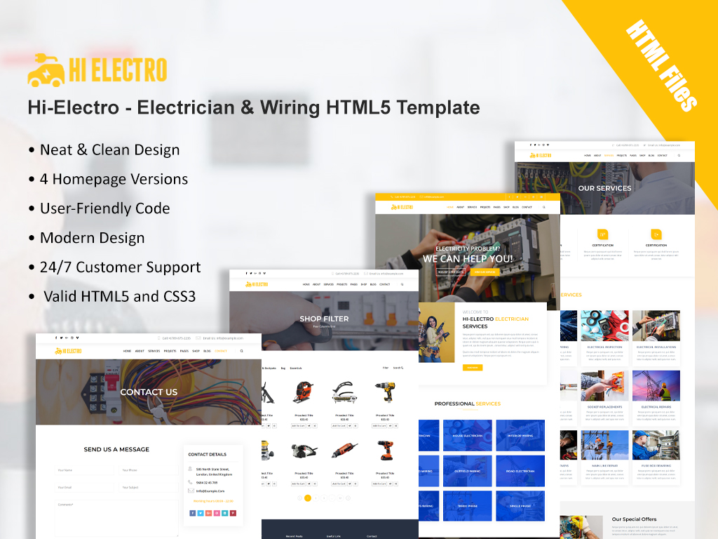 Hi-Electro - Electrician & Wiring HTML5 Template - Webful Creations Vision