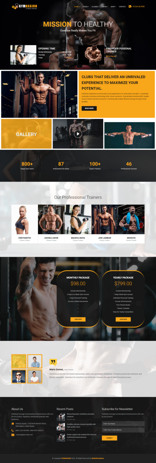 Gymnasion - Gym HTML Template - Webful Creations Vision