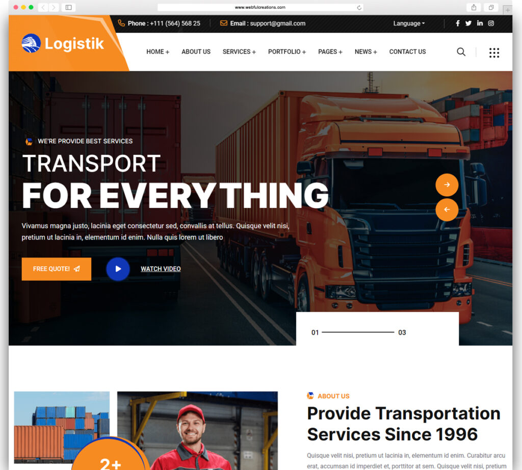 Best Transportation and Logistic WordPress Themes – Webful Creations