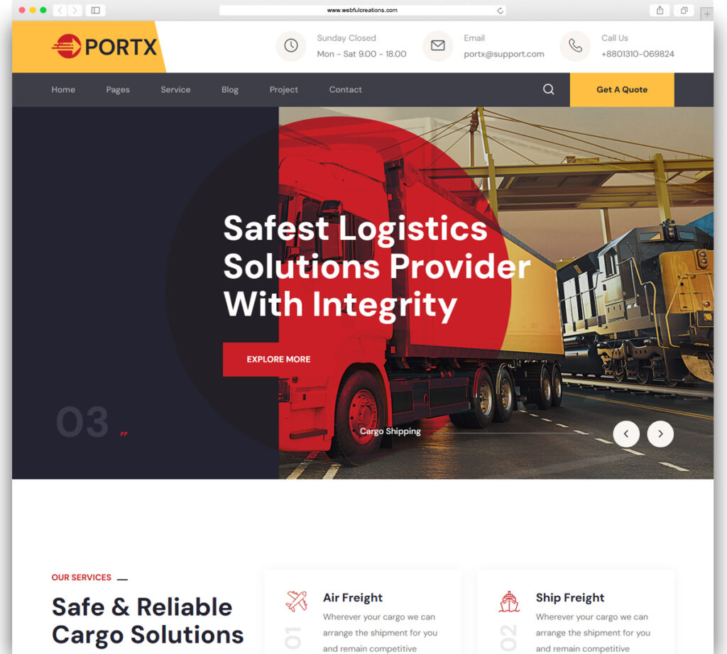 Best Transportation and Logistic WordPress Themes – Webful Creations
