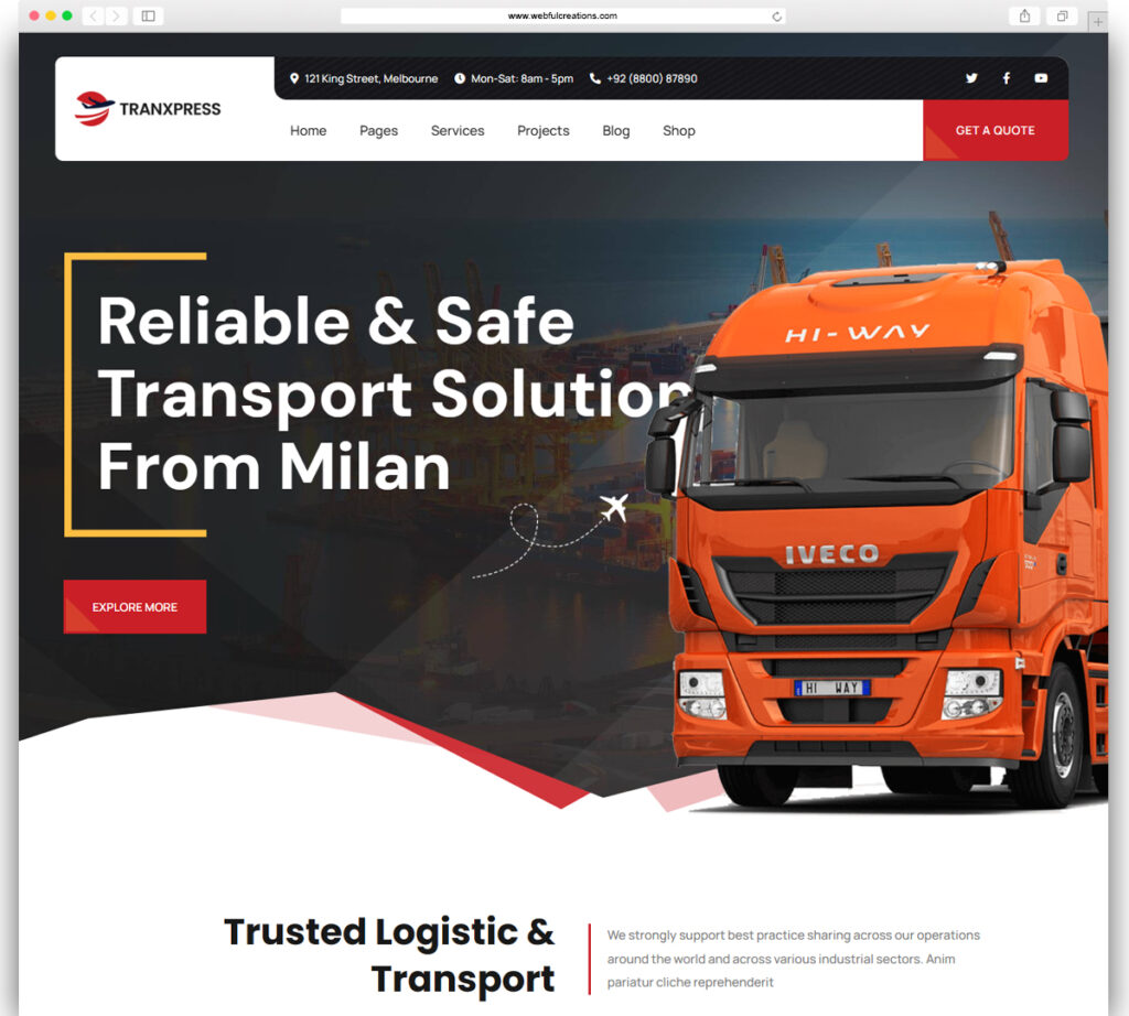 Best Transportation and Logistic WordPress Themes – Webful Creations