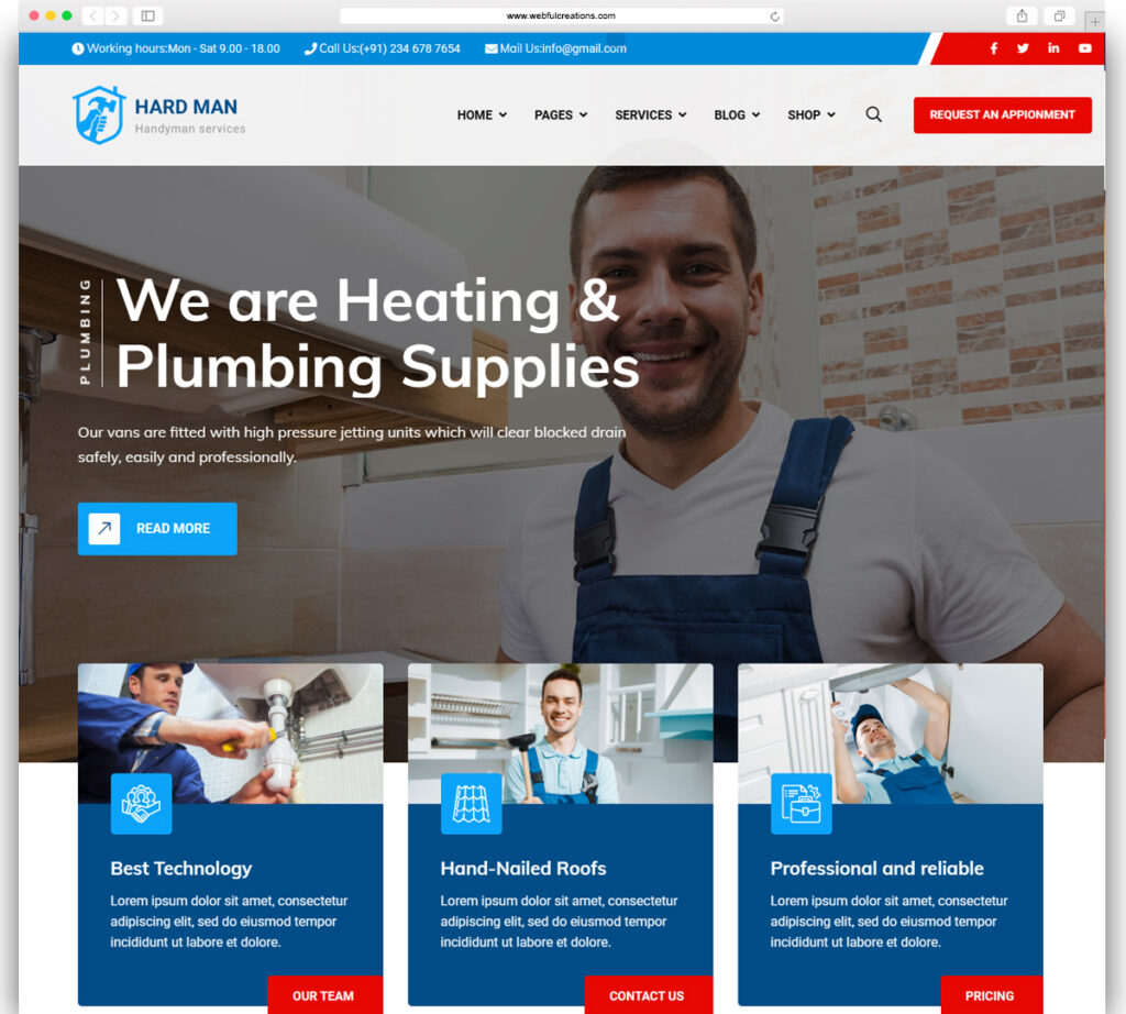 Best Plumbing WordPress Themes - Webful Creations Vision