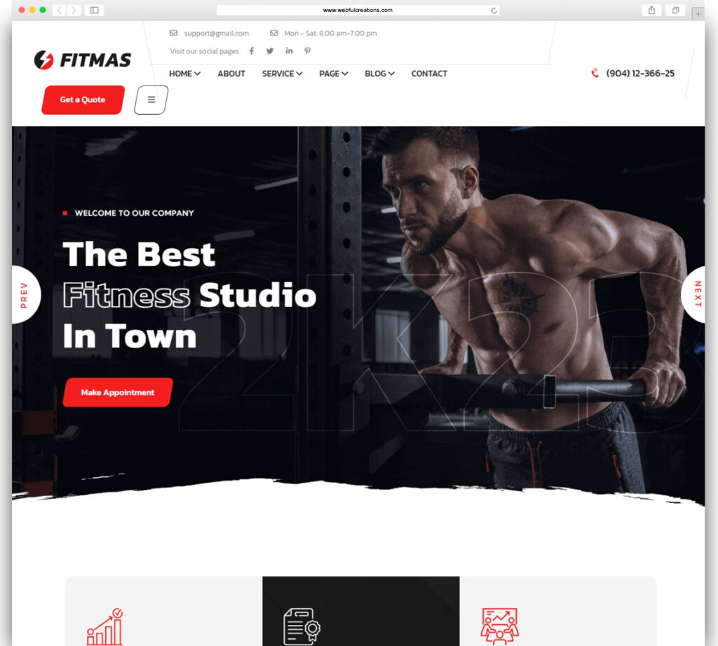 Fitmas - Gym & Fitness Center WordPress Theme - Webful Creations Vision