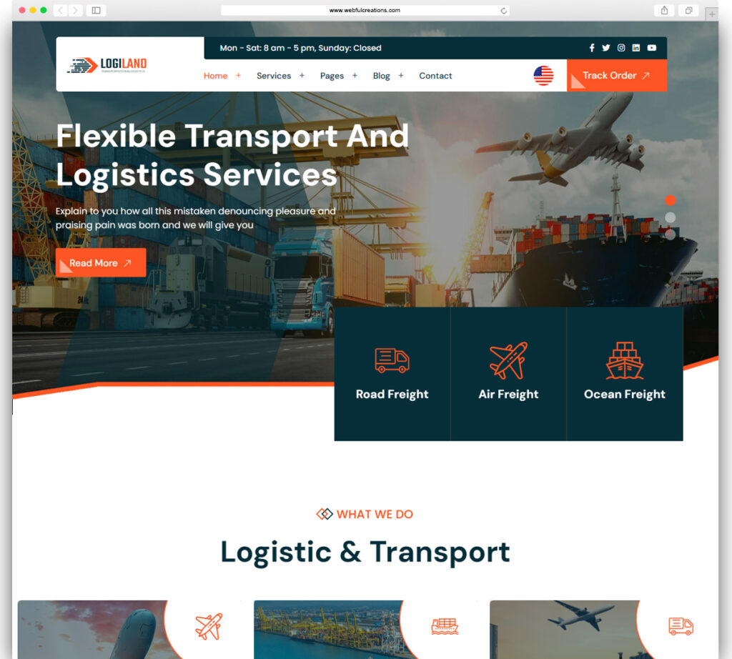 Best Transportation and Logistic WordPress Themes – Webful Creations