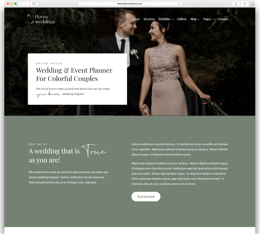 Florya - Wedding and Event Planner Elementor WordPress Theme - Webful Creations Vision