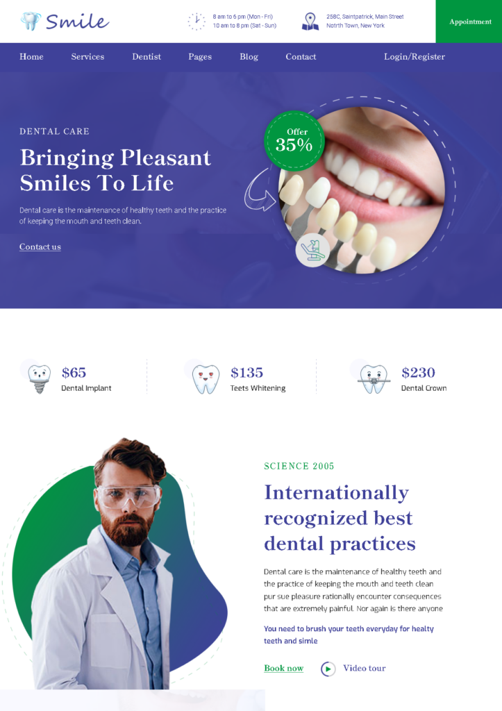 Smile - Dentle Website HTML Template - Webful Creations Vision