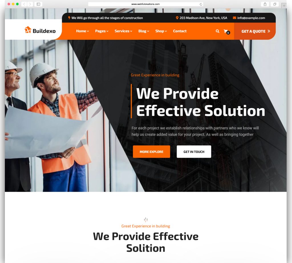 Blxo - Construction WordPress Theme - Webful Creations Vision