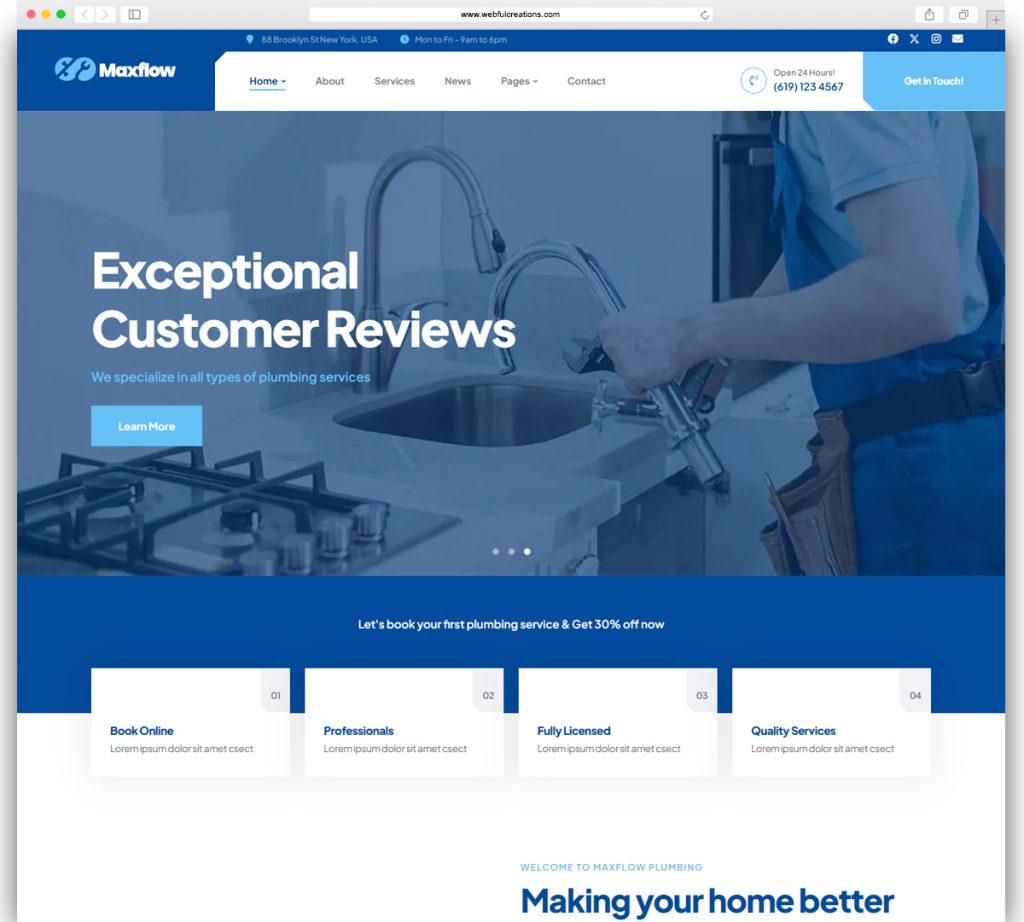 Best Plumbing WordPress Themes – Webful Creations Vision