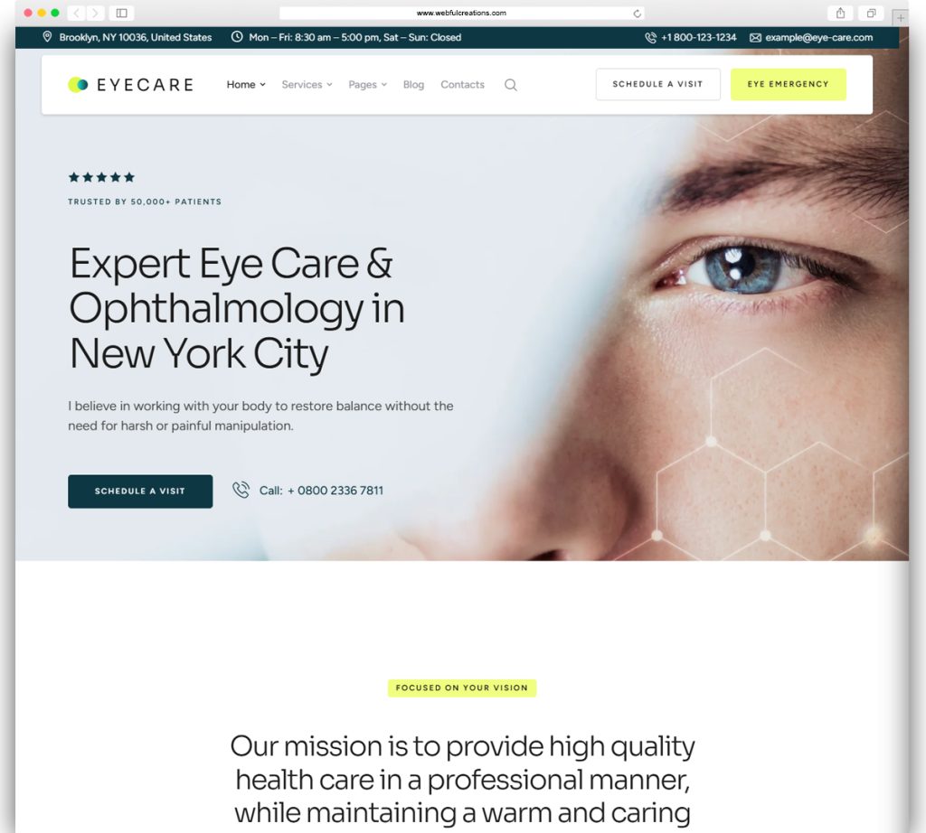 10+ Best Optometry WordPress Themes 2025 – Webful Creations Vision