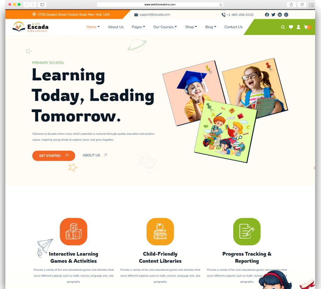 Escada - Kids School & Education LMS Elementor WordPress Theme - Webful ...