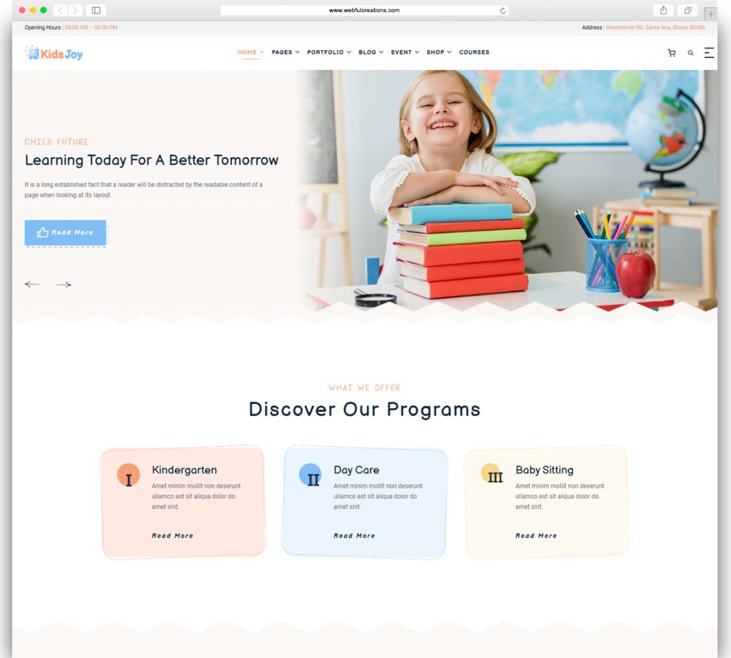 KidsJoy - Kindergarten & Preschool WordPress Theme – Webful Creations Vision