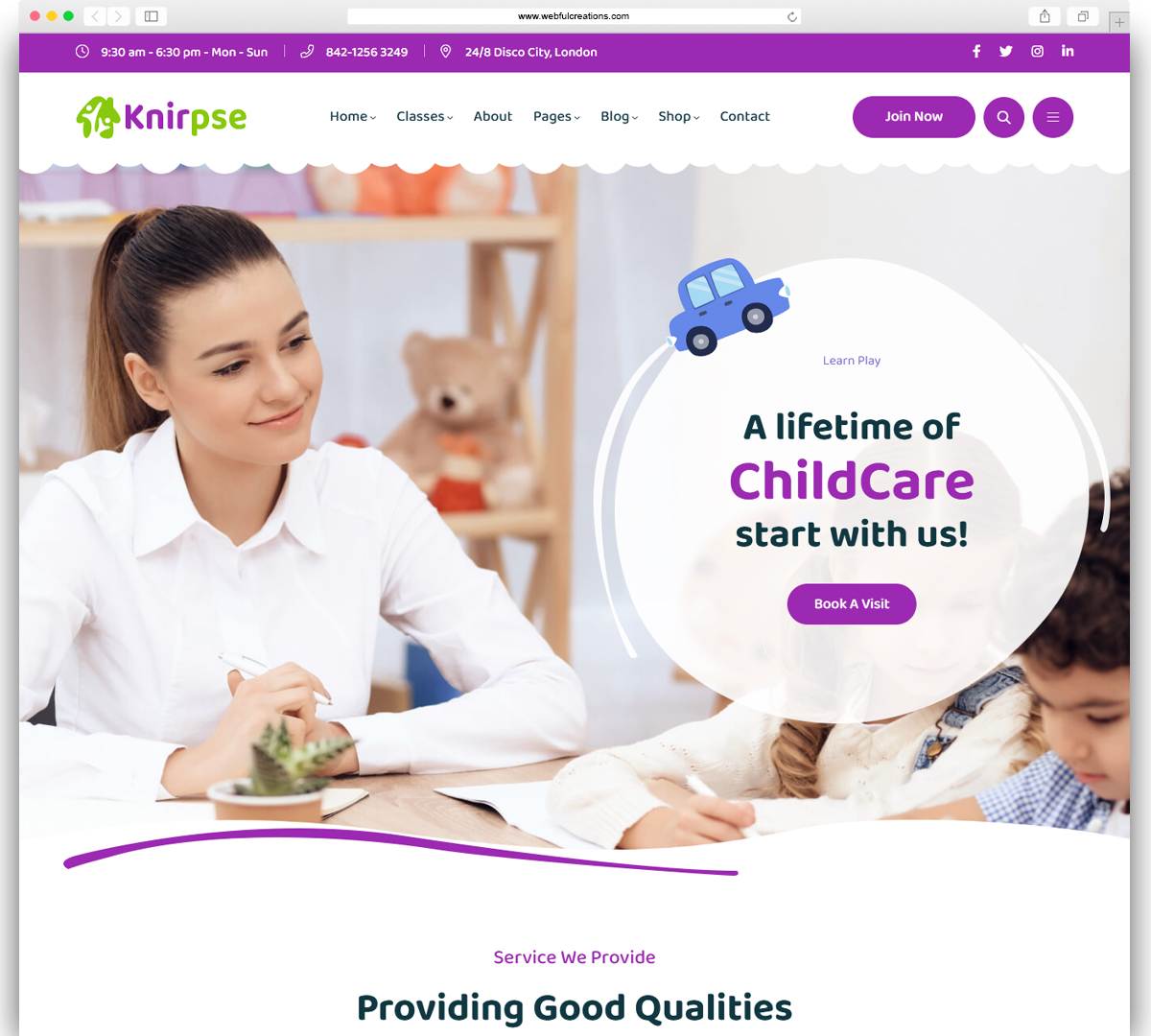 Knirpse – Kindergarten, School & Baby Care WordPress Theme - Webful ...