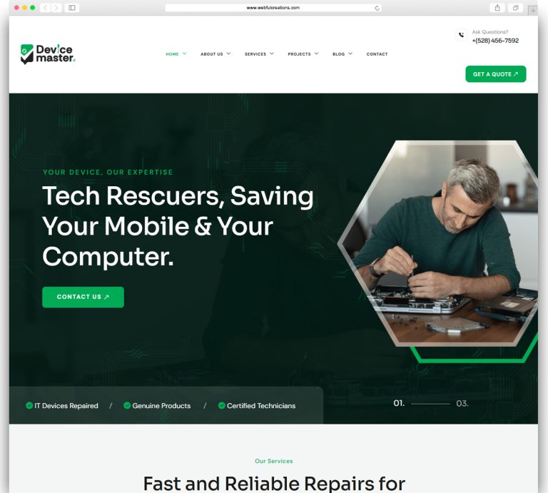 15+ Best Computer Repair WordPress Themes – Webful Creations Vision