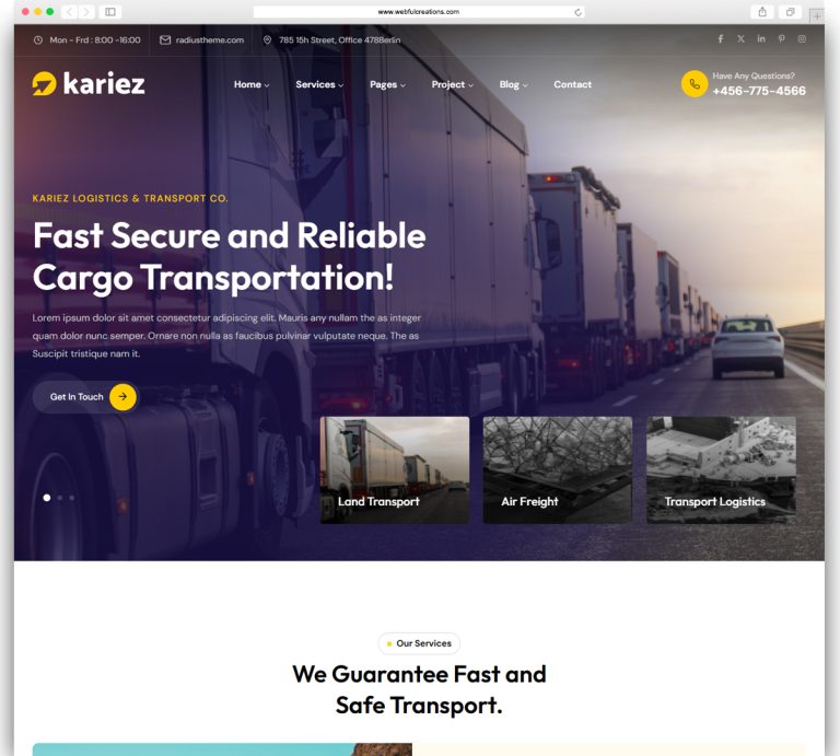 52+ Best Transportation and Logistic WordPress Themes – Webful ...